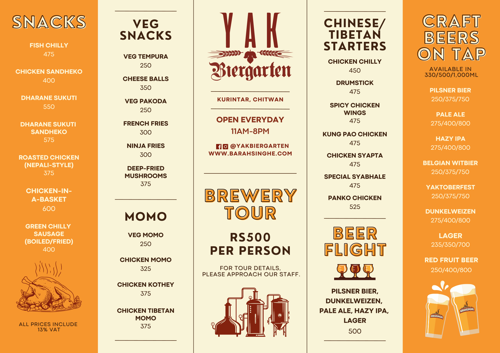 Biergarten Menu – Barahsinghe Beer